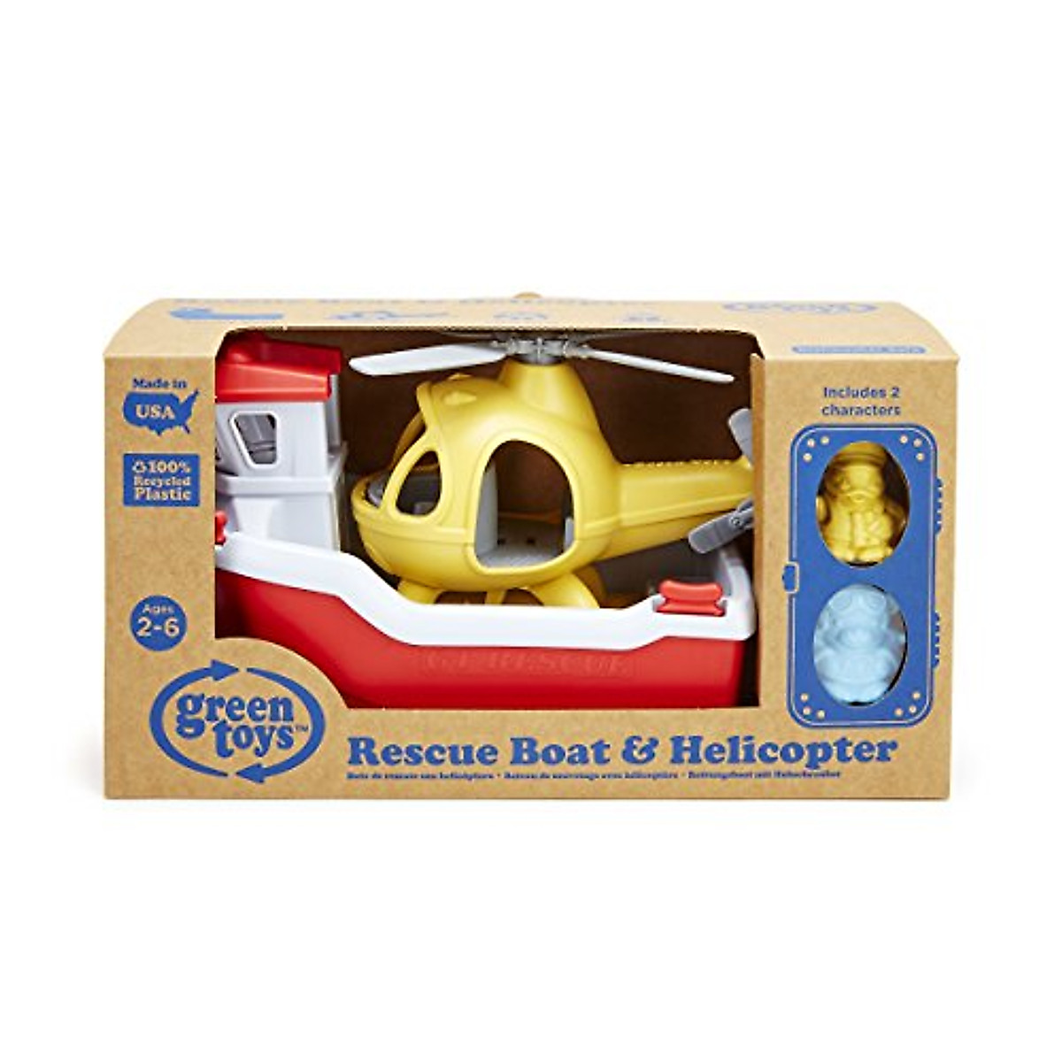 Green Toys Rescue Boat with Helicopter Red, 1 EA