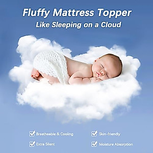CYMULA Super Queen Cooling Mattress Topper, Extra Thick 8-21 Inch Elasticated Deep Pocket, Plush Down Alternative Fill, White