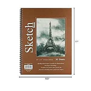 GIFTEXPRESS 8.5" x 11" Sketch Book - Unlined Blank Spiral Wire Bound Drawing Notebook 60 Pages, 30 Sheets - 80 GSM Acid Free Paper Art Journal Supplies for Kids & Adults
