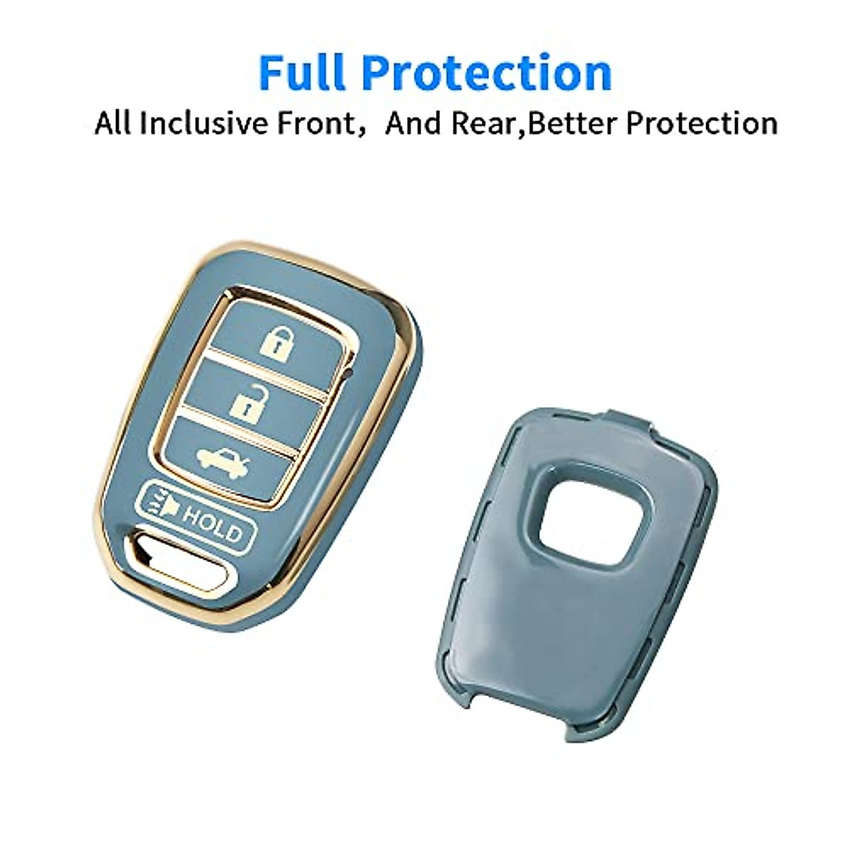 QBUC for Honda Key Fob Cover Case,with Keychain,Soft TPU Protector Key Fob Cover Fit for Honda Accord Civic CR-V HR-V Remote Skin Protector