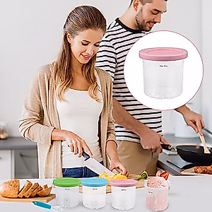Ice Cream Pint Container, Ice Cream Pints Cup with Lids Replacements for Ninja Creami Pints, Ice Cream Pints Kitchen Accessories for NC301 NC300 NC299AM Series Ice Cream Maker (Multicolor)