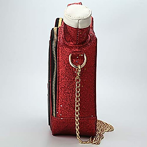 QiMing Gasoline Shoulder Handbag,Sequins PU CrossBody PursesTote Bag for Women(Red)