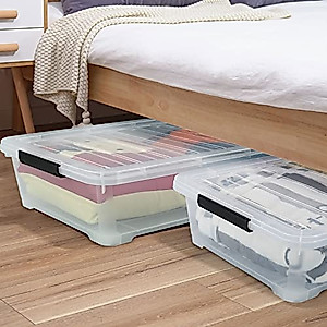 Zerdyne 3-Pack Under Bed Plastic Storage Box, Wheels Under Bed Storage Box with Lids, 40 L