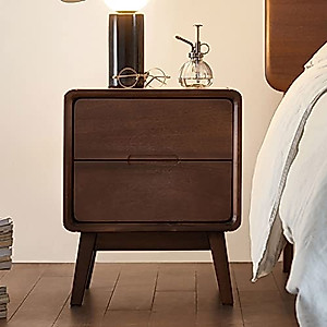 FFNUM Bedside Table Locker Black Walnut Bedside Table Simple Living Room Bedroom Storage Drawer Bedside Table Locker Shelf Night Stand