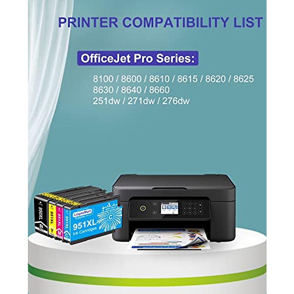 950XL 951XL Ink Cartridges Compatible for HP 950 951 HP OfficeJet Pro 8610 8600 8615 8620 8625 8100 276dw 251dw (4-Pack, HP 950 951)
