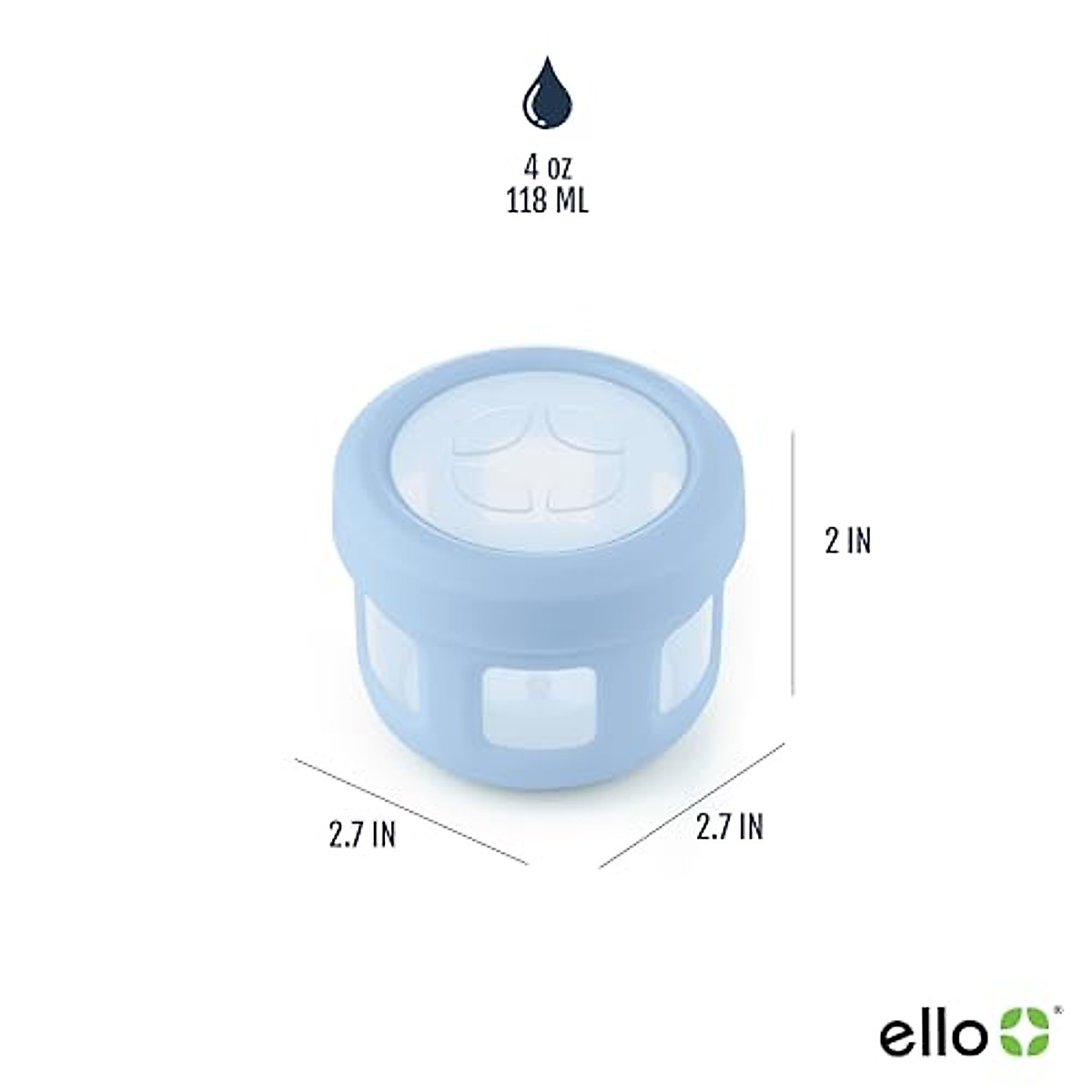 Ello Reusable Plastic Condiment Containers 4oz each with Screw-on Leak Proof Lid 6 Pack | Perfect for Salad Dressing Sauce Dips Lunchbox Picnic Travel Bento Box | BPA-Free | Dishwasher Safe | Sunny