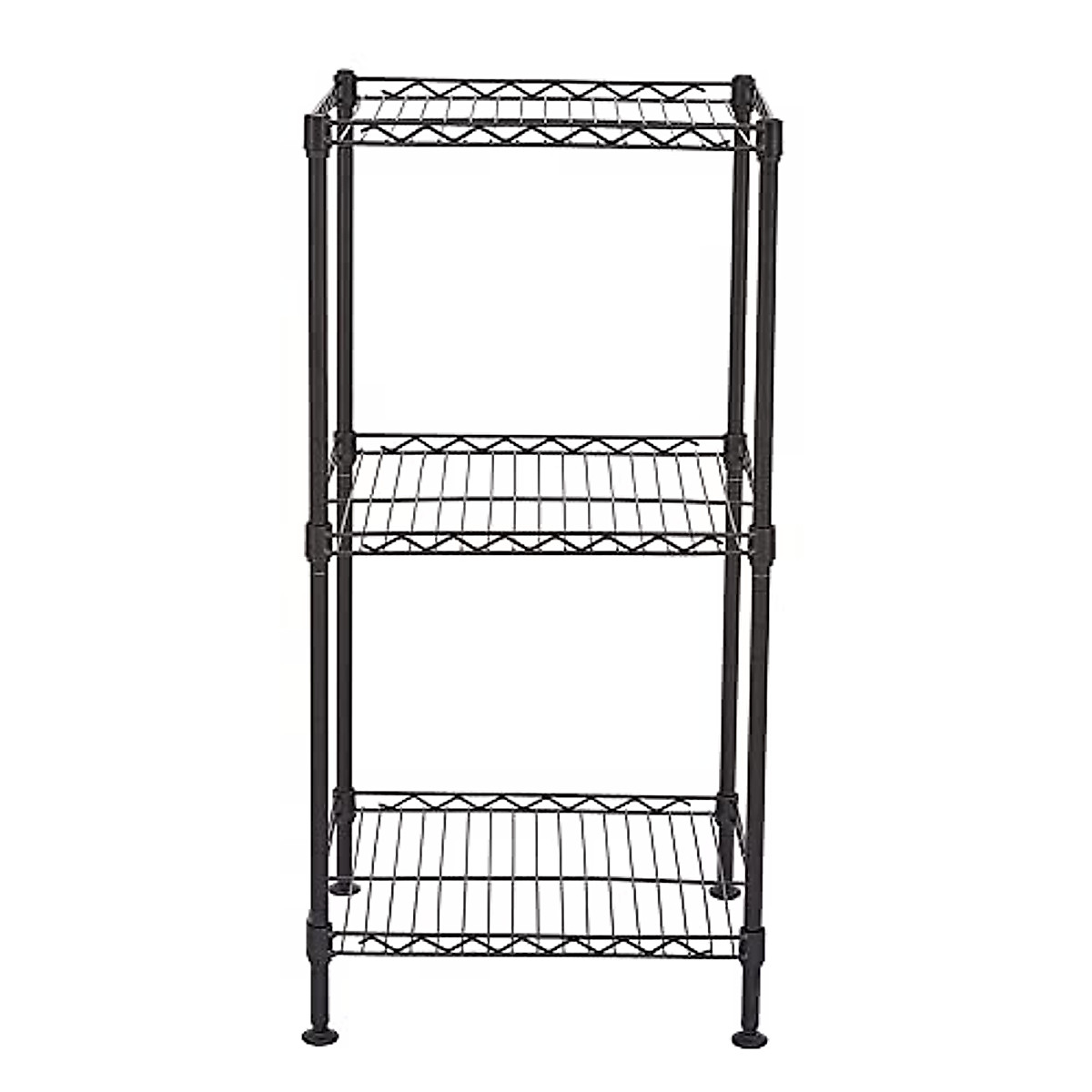Storage Rack 3 Tier Black Wire Shelving Tower Tool Adjustable Utility Shelves Heavy Duty Standing Shelf Units for Laundry Bathroom Kitchen Pantry Closet
