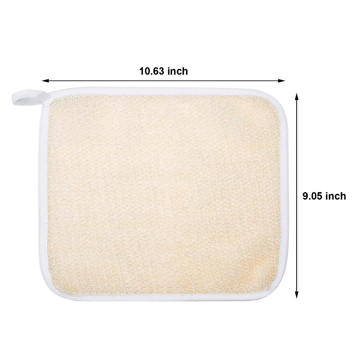 Tatuo 5 Pcs Exfoliating Face and Body Wash Cloths Towel Weave Bath Exfoliating Scrub Massage Bath Cloth for Women and Men, 10.63 x 9.05 Inch(Beige Edge)