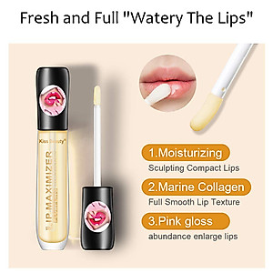 GL-Turelifes Lip Plumper Lip Gloss, Lip Maximizer Balm Plumper Lip Extreme Volume, Heathly Enhancer Hydrated Lips, Moisturize, Eliminate Dryness Wrinkles Enhances Plump Gloss
