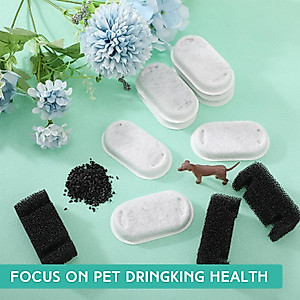 VIHOSE 32 Pack Cat Fountain Filters for Stainless Steel Pet Water Dispenser Fountain Filters, 16 Cat Fountain Filter Replacement with 16 Sponges, 67oz/2L Pet Fountain