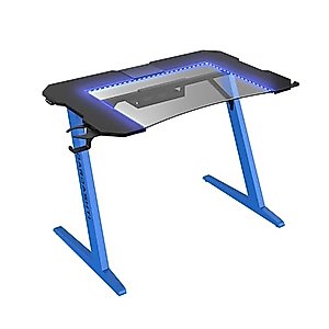 Atlantic Dardashti PC Computer, Home Office Gaming Table Z Shaped Gamer Workstation with Cup Holder and Headphone Hook, Z1-21, Cobalt Blue Desk