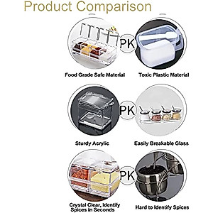 Dfacio Clear Seasoning Containers, Sugar Container Salt Box Condiment Containers with Spoons and Tray, Catering Supplies for Coffee Bar and Hot Cocoa Bar
