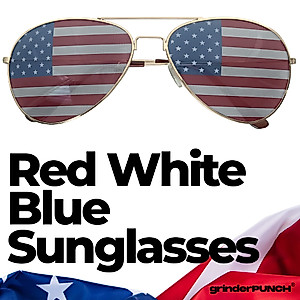 4 PACK Mens Bulk USA American Flag Aviator Sunglasses