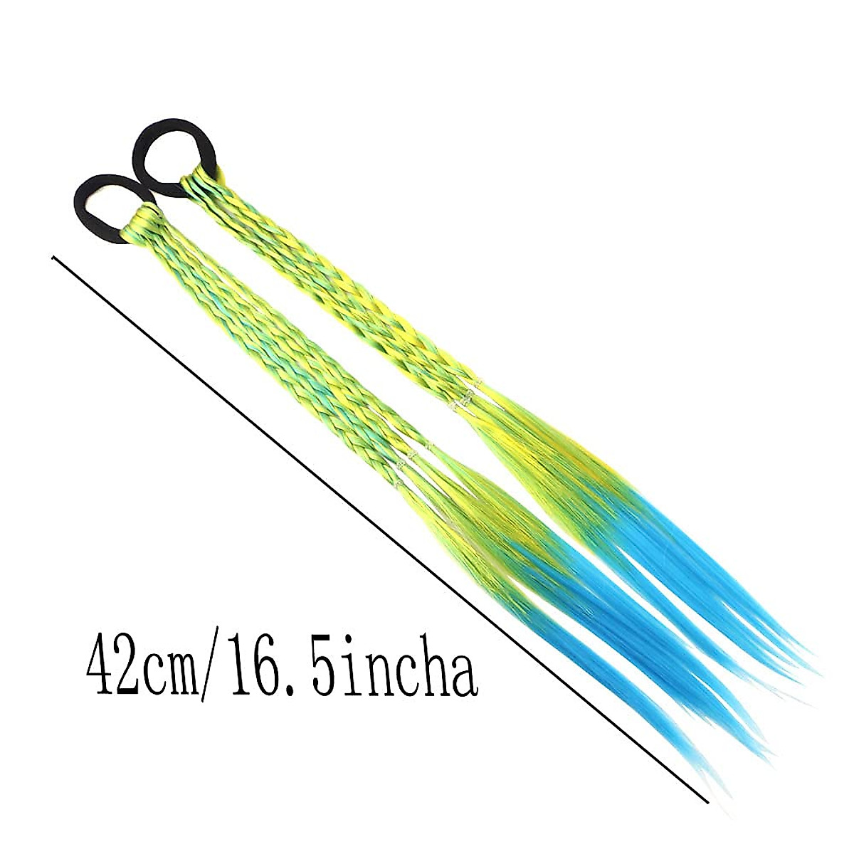 Colored Braids Hair Extensions with Rubber Bands Rainbow Braided Synthetic Hairpieces Ponytail Hair Accessories for Women Kids Girls Party Highlights Cosplay Dress Up (12PCS A Style)