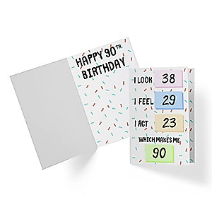 Funny 90th Birthday Cards For Women Or Men – For Friends, Family, Lover, Etc. – Funny Birthday Cards 90 years old – Perfect Funny Birthday Cards 90th Anniversary – Envelope (You look)