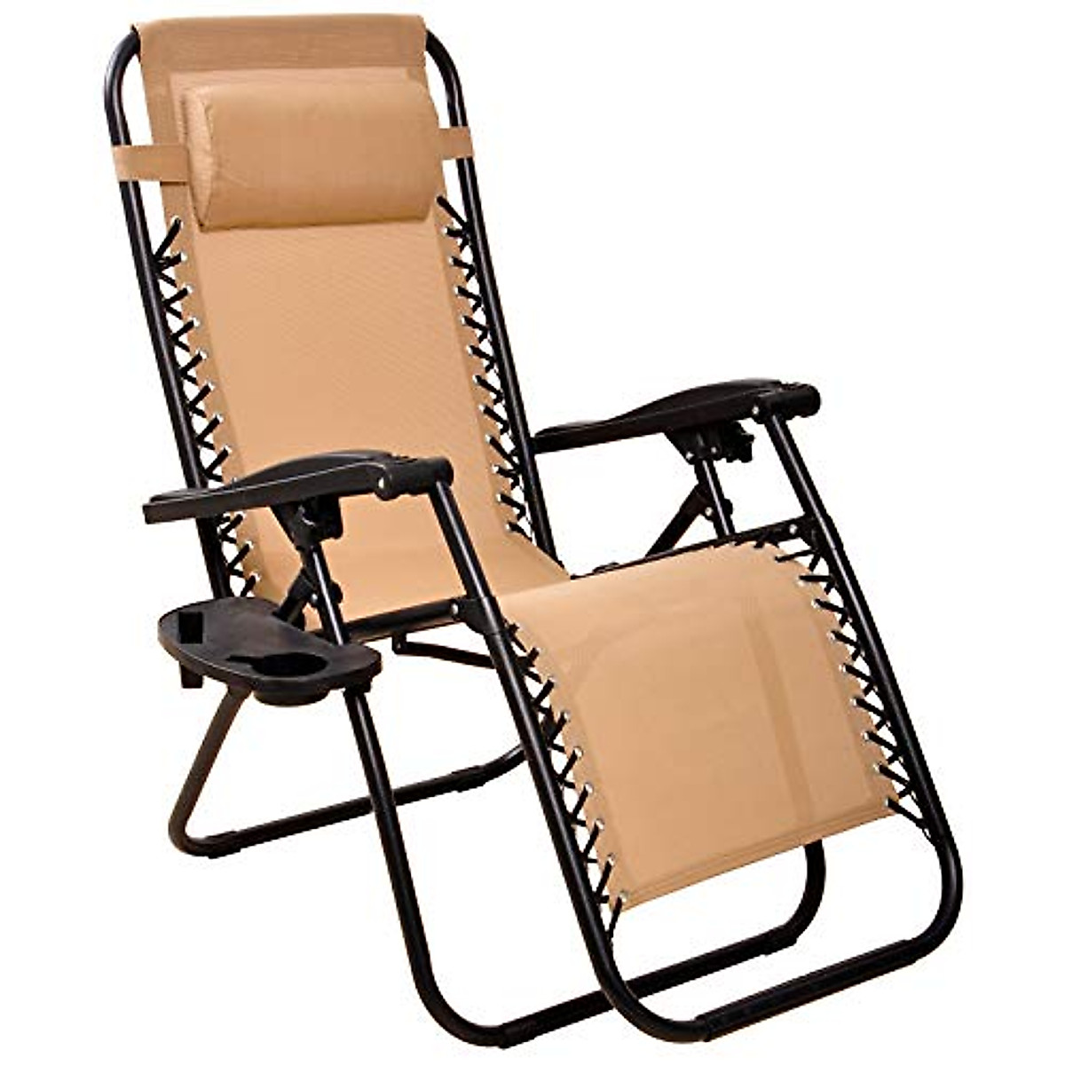 Elevon Adjustable Zero Gravity Lounge Chair Recliners for Patio, Beige, 2-Pack