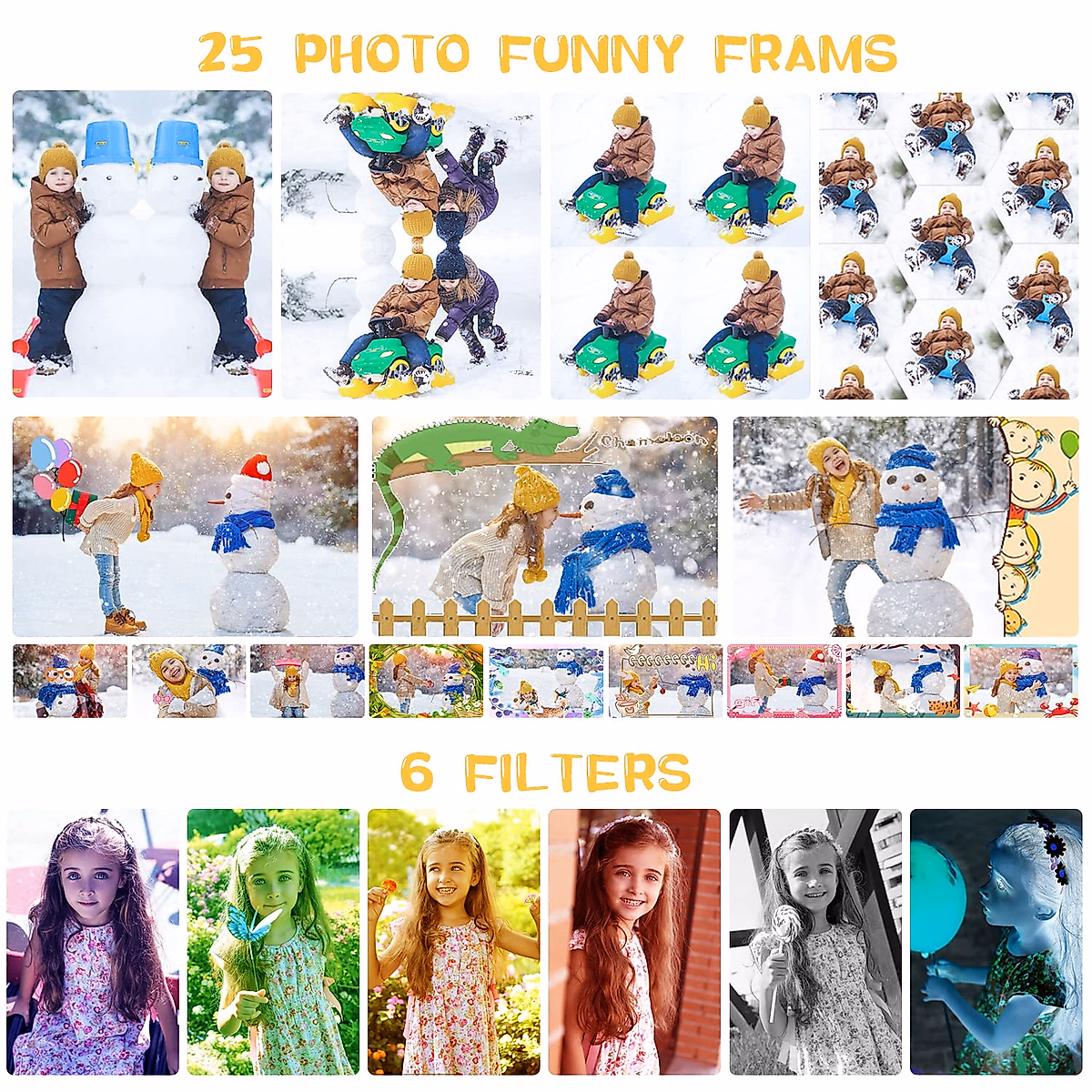 Kids Camera with 180° Flip-Up Lens, 2.4inch HD IPS Screen Digital Camera for Kids with Astronaut Silicone Case, with 32GB SD Card