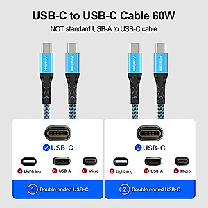 Amaitree USB C to USB C Cable, 3Pack(3/6/6Ft) 60W Nylon Braided Fast Charge USB C Cable, Compatible iPhone 15/15 Pro/15 Plus/15Pro Max, Samsung Galaxy S23, iPad Pro 2021, iPad Air 4, MacBook Pro 2020