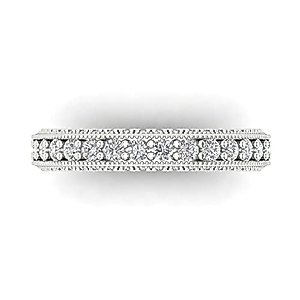 1.44 ct Round Cut Clear Simulated Diamond 14k White Gold Eternity Wedding Engagement Promise anniversary Band Sz 4.5