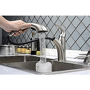 Weirun Bathroom Kitchen Sink Pull Down Faucet Pull-Out Spray Head Tap Sprayer Nozzle Replacement Part, Brushed Nickel