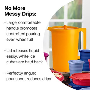 TUPPERWARE Brand Impressions Classic Sheer Pitcher with Lid, Papaya - 1 Gallon - Dishwasher Safe & BPA Free - Mess-Free, Reusable Plastic Pitcher - Extra Large Capacity
