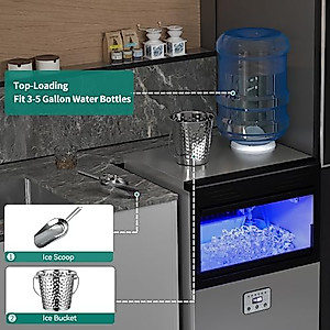 YITAHOME 200 LBS Commercial Ice Maker Machine Under Counter, Large Free Standing Ice Maker Undercounter for Home Bar Restaurants Bar with 48LBS Storage Bin Stainless Steel Ice Scoop Ice Bucket