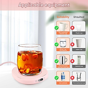 Coffee Mug Warmer, SAINSWIN Smart Coffee Cup Warmer for Desk with Settable Heat Preservation Time,Electric Beverage Warmer with TEM/TIME Display for Coffee, Milk, Tea and Hot Chocolate (Up to 149℉)