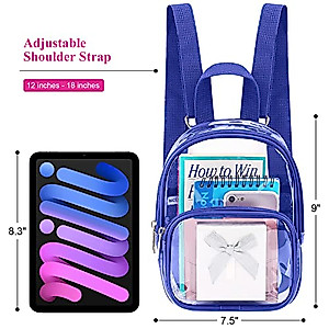 Mossio Clear Mini Bookbag, PVC Backpack with Adjustable Strap for Concert Work Sports Games School Venues Blue