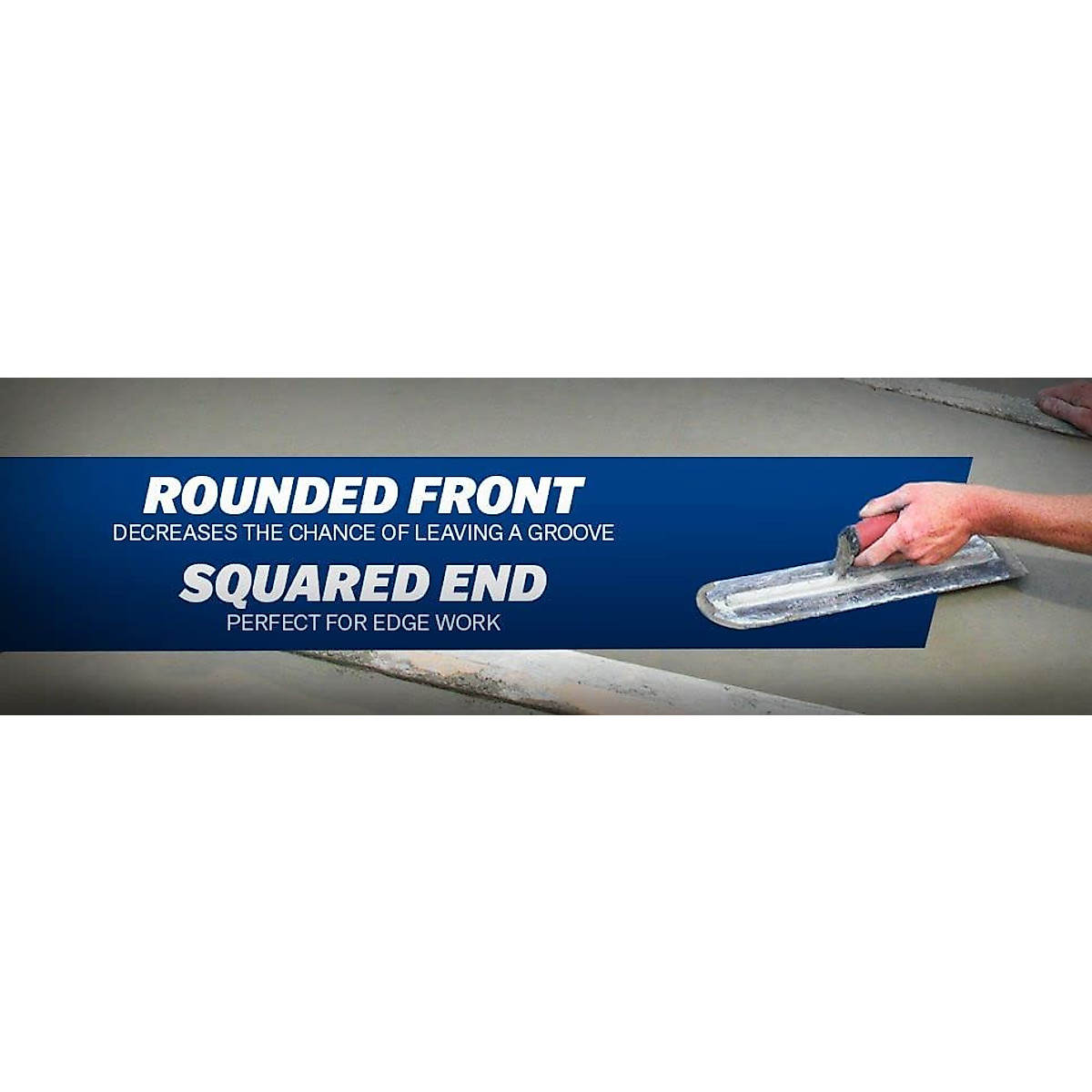 MARSHALLTOWN 16 x 4 inch Rounded Front High Carbon Steel Finishing Trowel, Concrete Tools, DuraSoft Handle, XtraLite Mount, MXS66RED