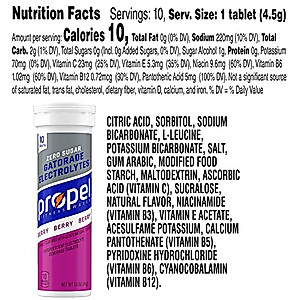 Propel Tablets, 3 Flavor Variety Pack, Makes 16.9oz Fl Oz (Pack of 40)