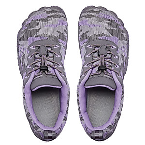 Racqua Outdoor Barefoot Hiking Walking Shoes Arch Support Zero Drop Trail Running Shoes Wide Toe Box Minimalist Sport Shoes for Women Grey/Violet 6
