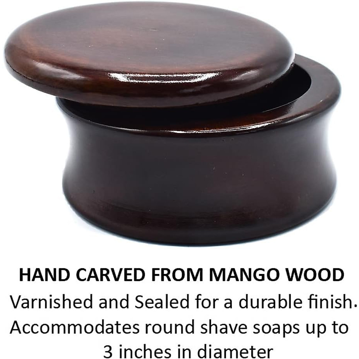 Parker Hand Carved Genuine Mango Wood Shaving Soap Bowl - Classic Style