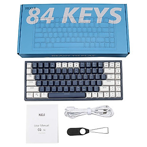 Chuangquan CQ84 Wireless Mechanical Gaming Keyboard, Compact 84 Keys, Programmable RGB Backlight, 60% Keyboard, Blue and White Keycaps for Ipad, Android/Windows Tablet, Desktop, PC Gamer(red Switch)