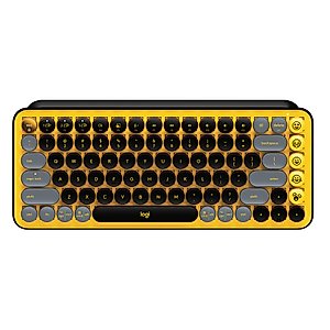 Logitech POP Keys Mechanical Wireless Keyboard with Customizable Emoji Keys, Durable Compact Design, Bluetooth or USB Connectivity, Multi-Device, OS Compatible - Blast Yellow (Renewed)