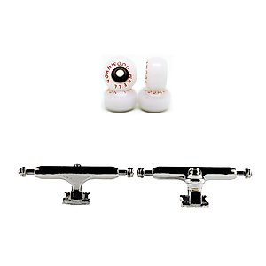 NOAHWOOD Fingerboards Parts Logo White Crown Wheels (ABEC-5 PRO Bearing) +Prince Silvery Trucks (33.8mm)