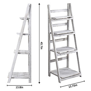 ECOMEX 4 Tier Foldable Bookshelf Storage Rack for Home Bedroom Office, Paint White