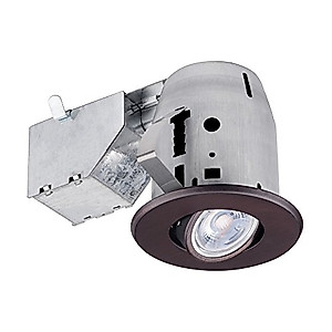 3" LED IC Rated Swivel Round Trim Recessed Lighting Kit, Oil Rubbed Bronze Finish, Easy Install Push-N-Click Clips, LED Bulb Included, 3.25" Hole Size,91144