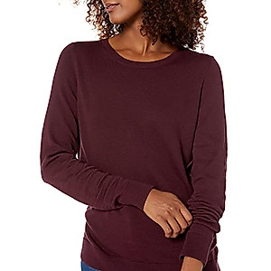 Amazon Essentials Women's Long-Sleeve Lightweight Crewneck Sweater (Available in Plus Size), Burgundy, Medium