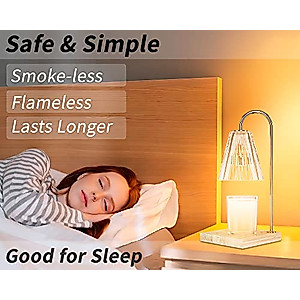 SESIIduo Candle Warmer Lamp, Timer & Dimmable for Jar Candles, Melter Electric Scented Candle Electric Melter Light with 2 Bulbs, Home Decor and Gift for Mother, Her, Wedding-Glass Wood