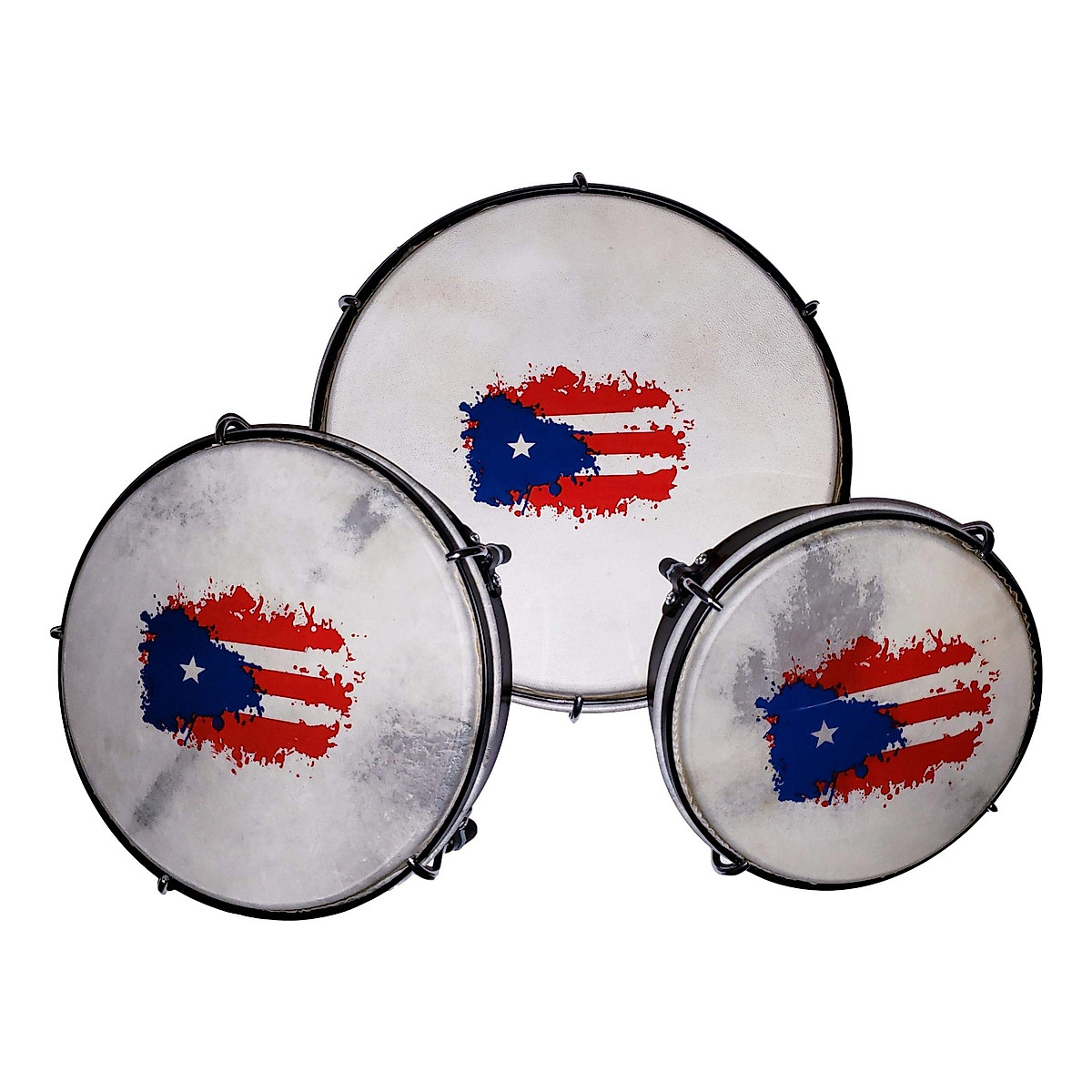 Set de Panderos - Pleneras de PVC con Bandera de Puerto Rico