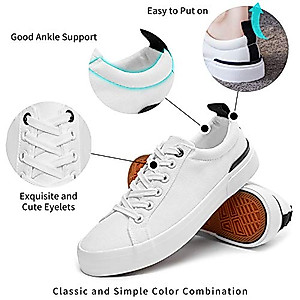 Womens Canvas Shoes Low Cut Canvas Sneakers Walking Running Shoes(N.White,US7)