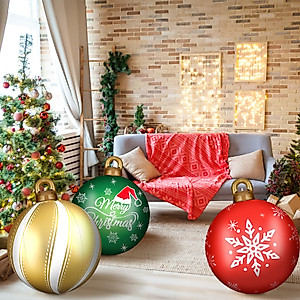 Jetec 4 Pcs 32 Inch Giant Christmas Ball Ornaments - Outdoor Inflatable PVC Decorated Yard Decorations (Stylish)