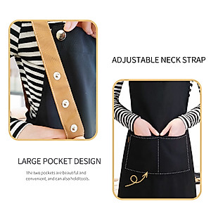 LOYGLIF Apron for Women with Adjustable Straps and Pockets, Canvas Cotton Cooking Kitchen Chef Hairstylist Bib Aprons, Black