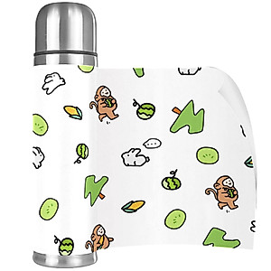 Stainless Steel Leather Vacuum Insulated Mug Monkey Thermos Water Bottle for Hot and Cold Drinks Kids Adults 16 Oz