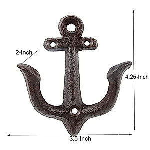 realideas Rusty Brown Rustic Cast Iron Nautical Anchor Design Wall Hooks Coat Rack Antique Shabby Chic Bathroom Towel Hook Key Holder