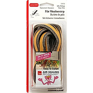 Prime-Line Products T 8752 Self-Adhesive Pile Weatherstrip for Windows & Doors, 18 ft., Grey, Owens Corning