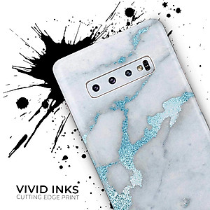 DesignSkinz Marble & Digital Blue Frosted Foil V1 Protective Vinyl Decal Wrap Skin Cover Compatible with The Samsung Galaxy S20 (Screen Trim & Back Glass Skin)