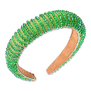 NVENF St.Patrick's Day Headband, Lucky Green Crystal Rhinestone Headbands for Women Wide Bejewelled Headband St.Patrick's Day Hair Accessory Party Favors Gifts (Green)