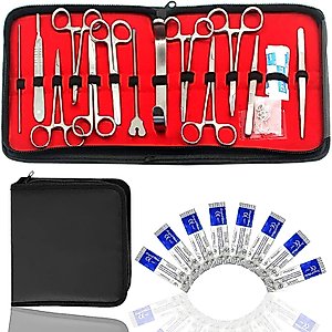AAPROTOOLS 23PCS Advanced KIT- Biology & Anatomy - Science Students-Stainless Steel Tools-Free CASE- Scalpel Knife Handle Blades- Veterinary Botany LAB - Animals Frogs Worms ETC