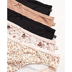 Jessica Simpson Women's Underwear - 5 Pack Seamless Bikini Briefs (S-XL), Size Large, Black/Black/Textured Animal Pearl Blush/Dolce/Mellow Garden Pearl Blush